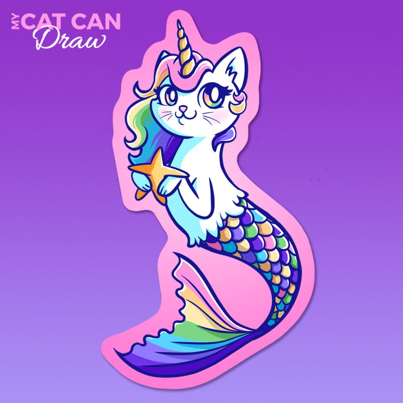 Cat Unicorn Mermaid Sticker - MyCatCanDraw